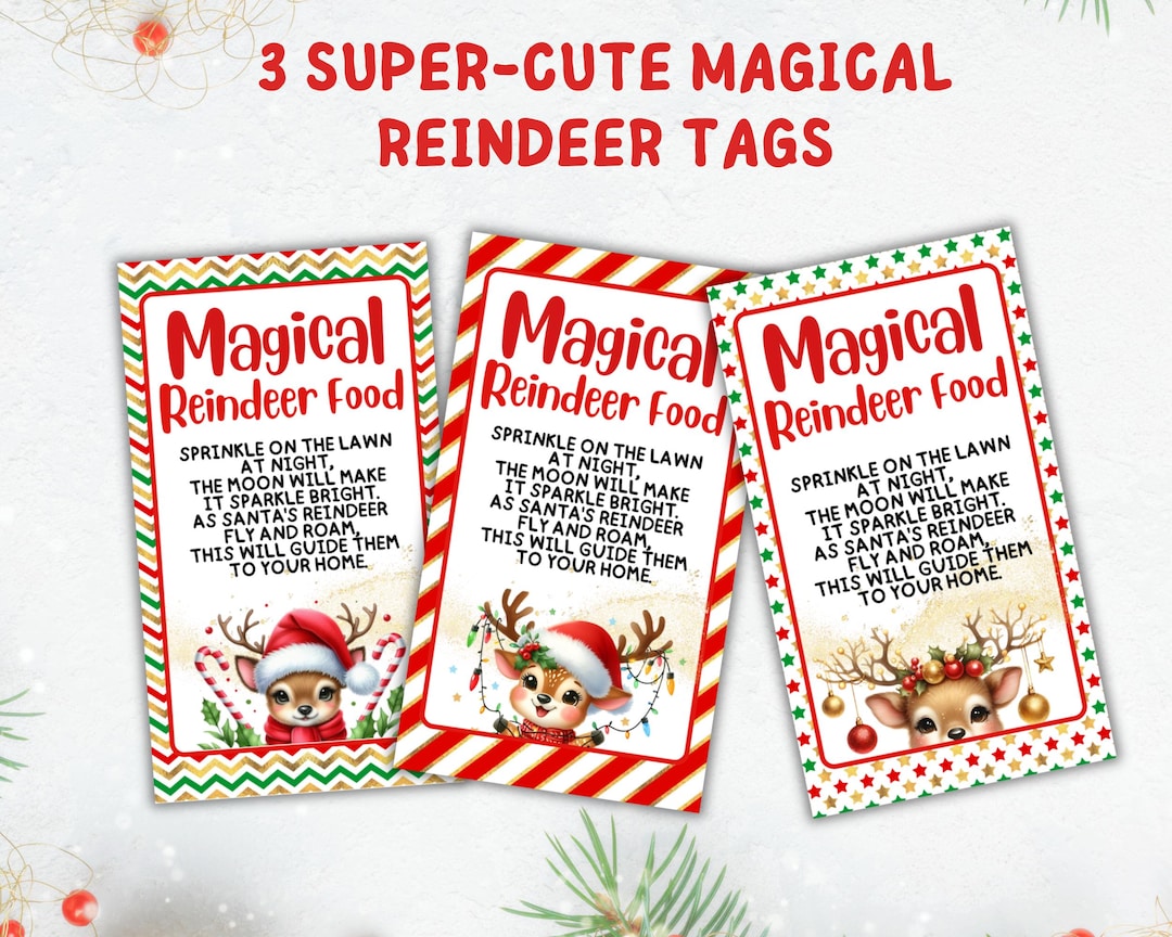 Reindeer Food Tags Printable, Christmas Tags, Preschool School ...