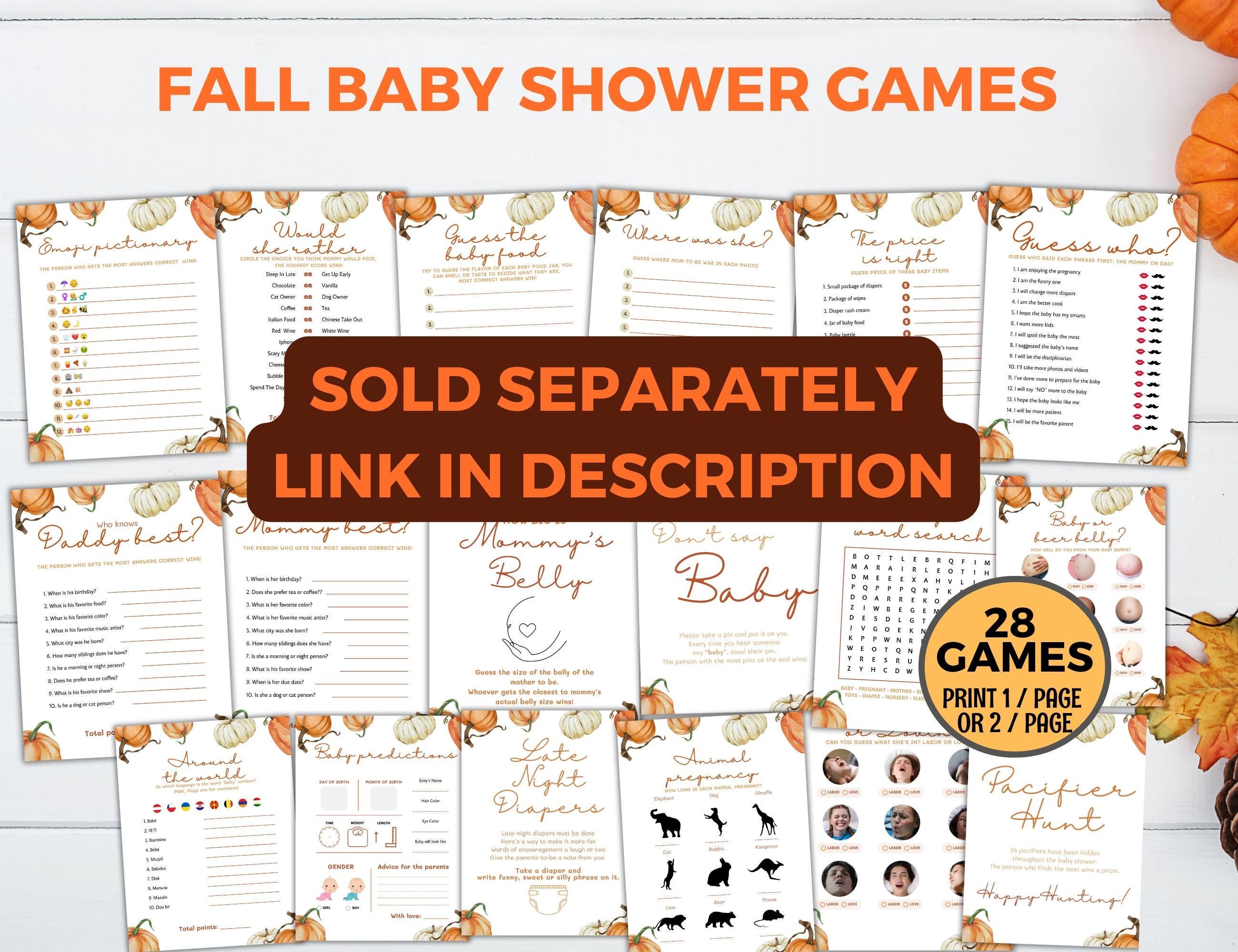 100 Pumpkin Fall Baby Shower Bingo Cards Printable, Autumn Fall Baby ...
