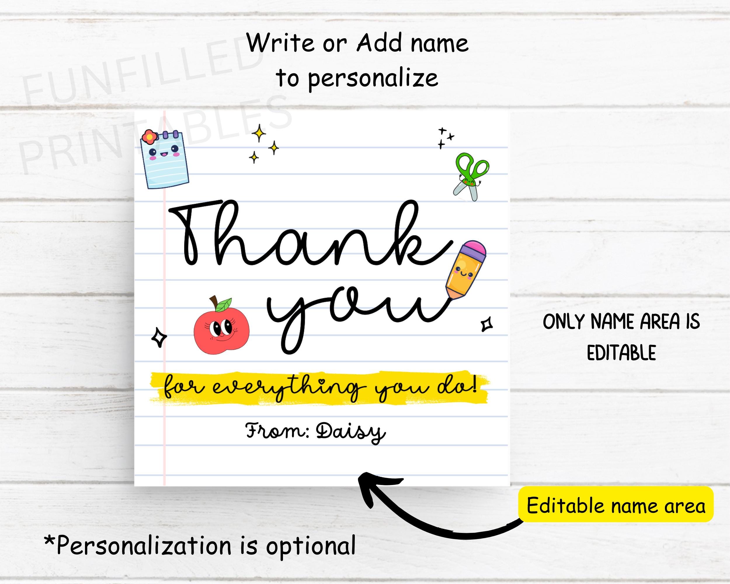 Teacher Appreciation Gift Tags Thank You Teacher Gift Tags, End of ...