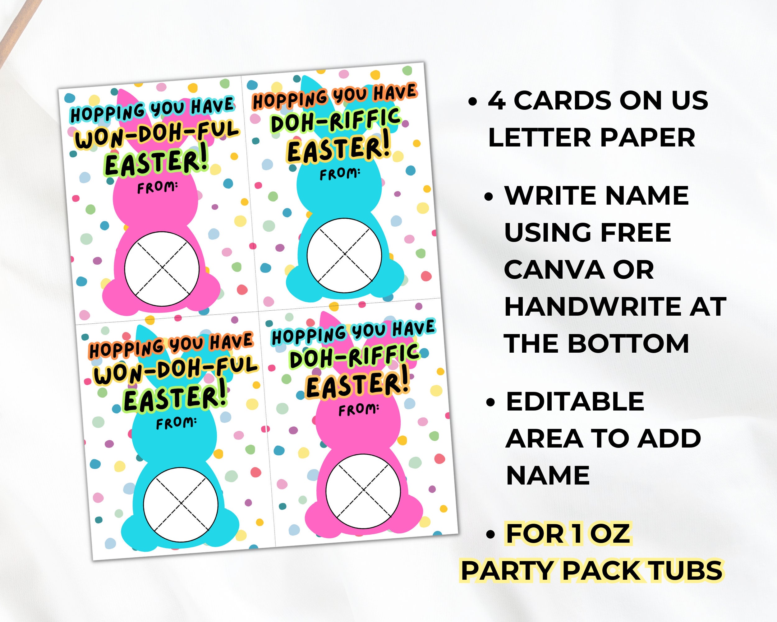 Easter Play Dough Gift Card Printable, Easter Play Doh Holder, Non ...