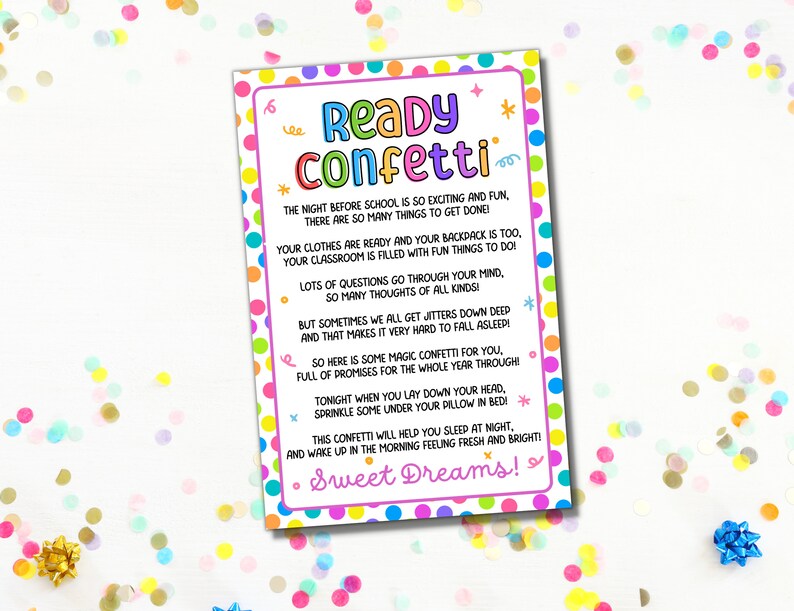 Ready Confetti Printable, Back to School Gift for Students ...