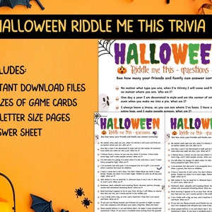 Halloween Riddle Me This Halloween Trivia, Fun Halloween Party Game ...