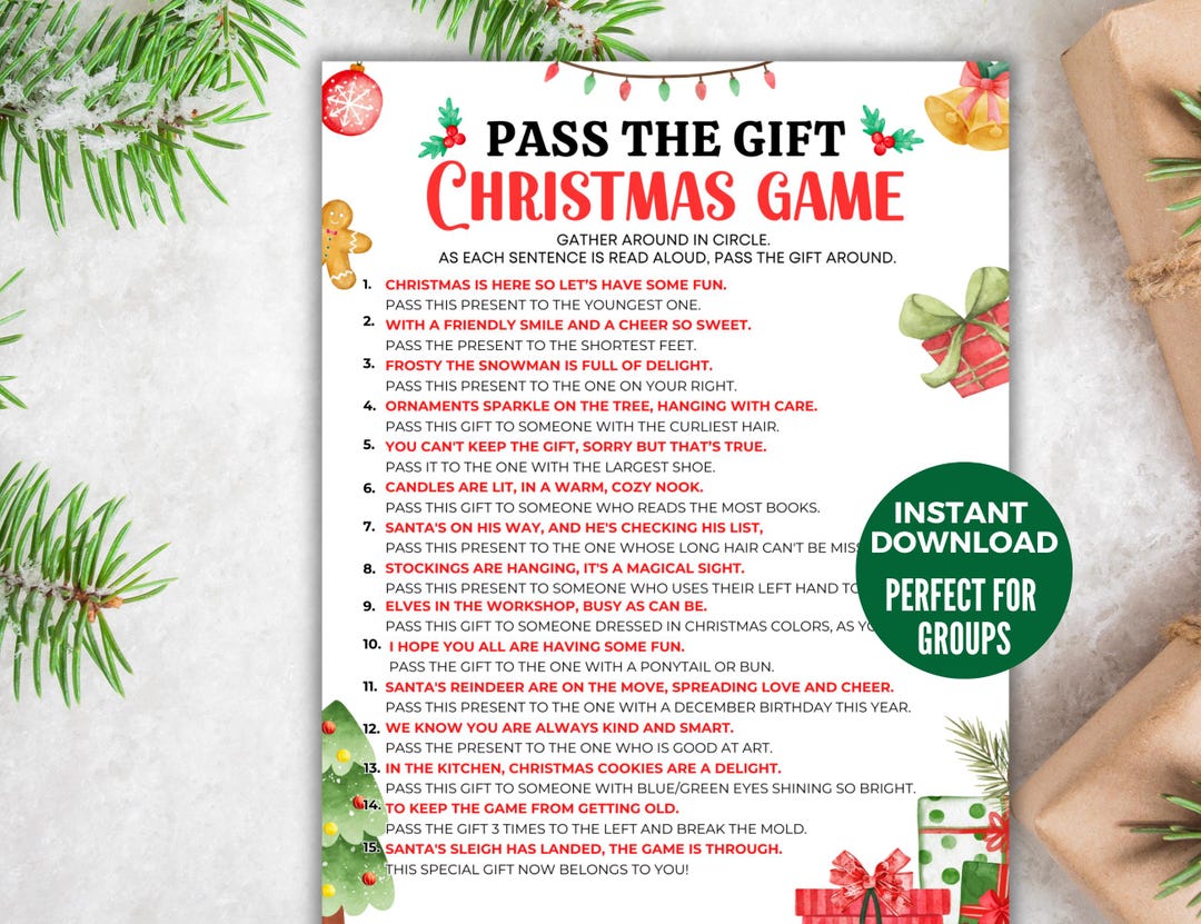 Christmas Pass the Gift Game, Pass the Prize Gift Passing Game, Adults ...