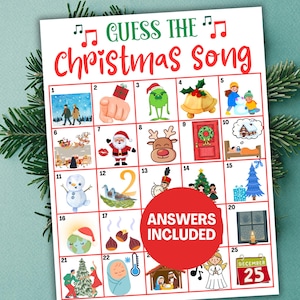 Christmas Song Trivia Game, Guess the Christmas Song Game/ Song Quiz ...