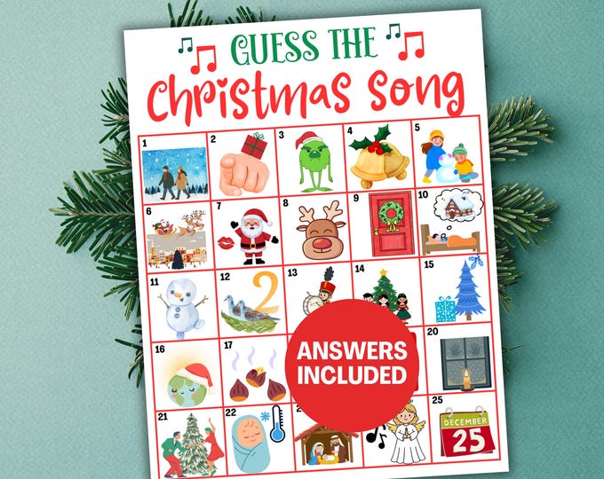 Christmas Song Trivia Game, Guess the Christmas Song Game/ Song Quiz ...