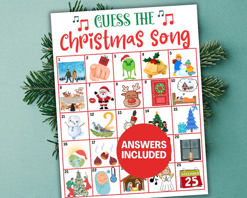 Christmas Song Trivia Game, Guess the Christmas Song Game/ Song Quiz ...