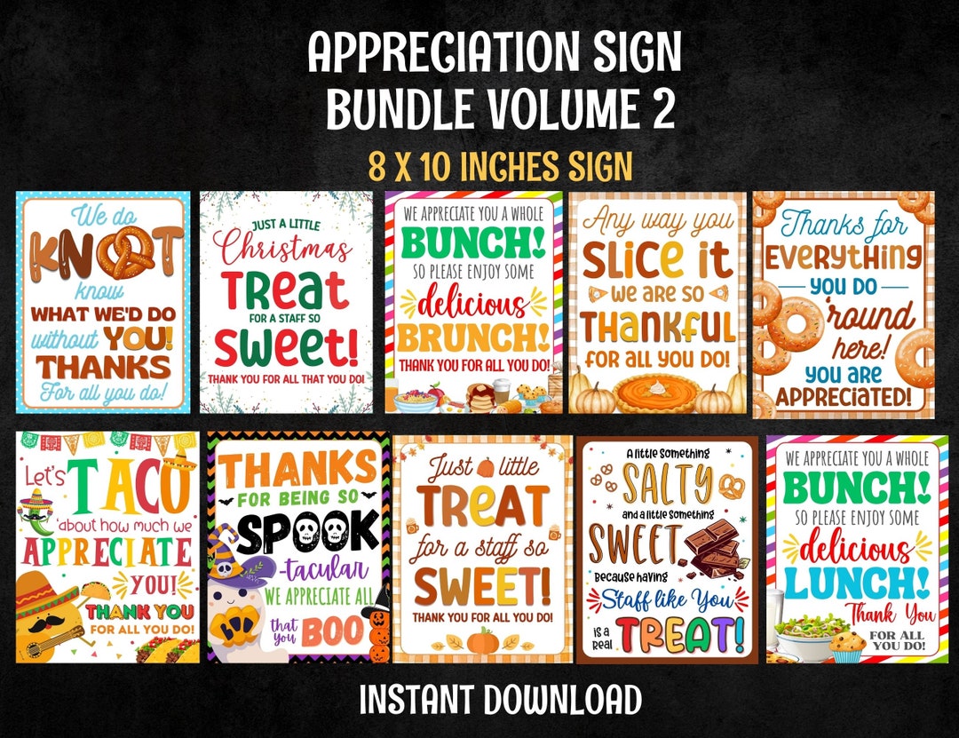 Appreciation Sign Bundle, Staff Appreciation, Teacher Appreciation ...