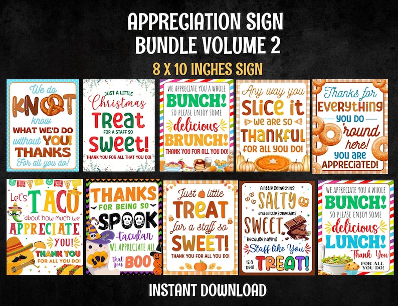 Appreciation Sign Bundle, Staff Appreciation, Teacher Appreciation ...