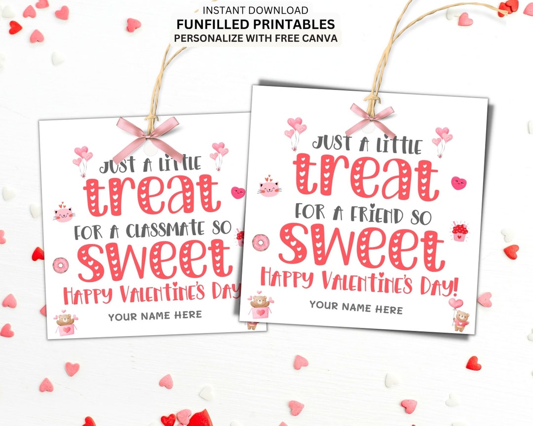 Kids Valentines Day Tags, School Classroom Valentine Tags, Friend ...