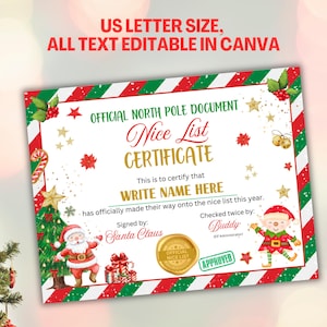 Santa Nice List Certificate, Printable Official Nice List Certificate ...