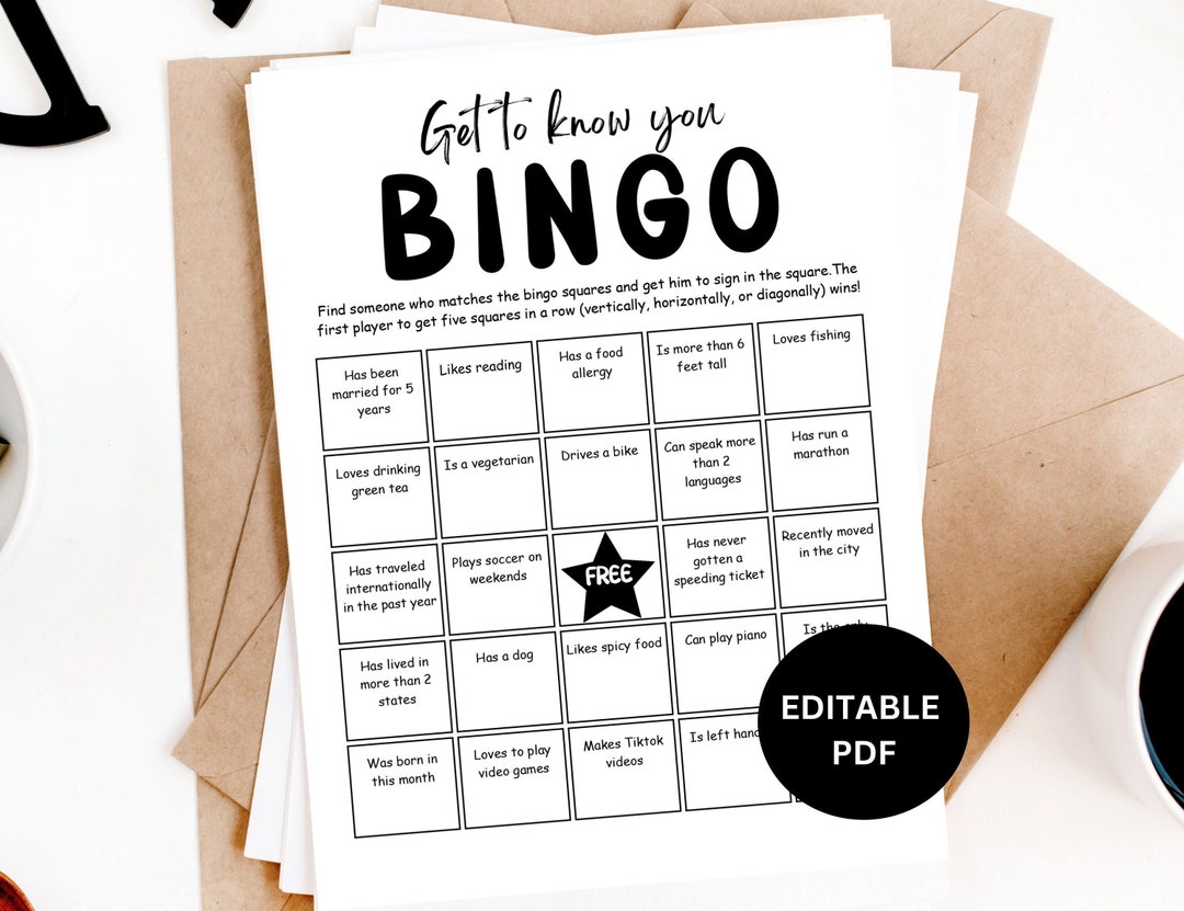 Editable Get to Know You Bingo, Mingle Bingo, Work Icebreaker Bingo ...