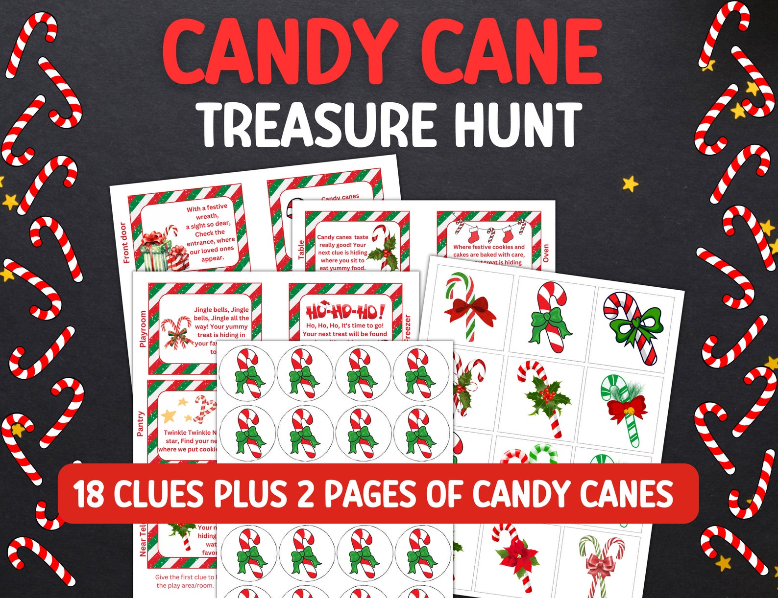Candy Cane Hunt, Kids Scavenger Hunt, Candy Cane Christmas Treasure ...