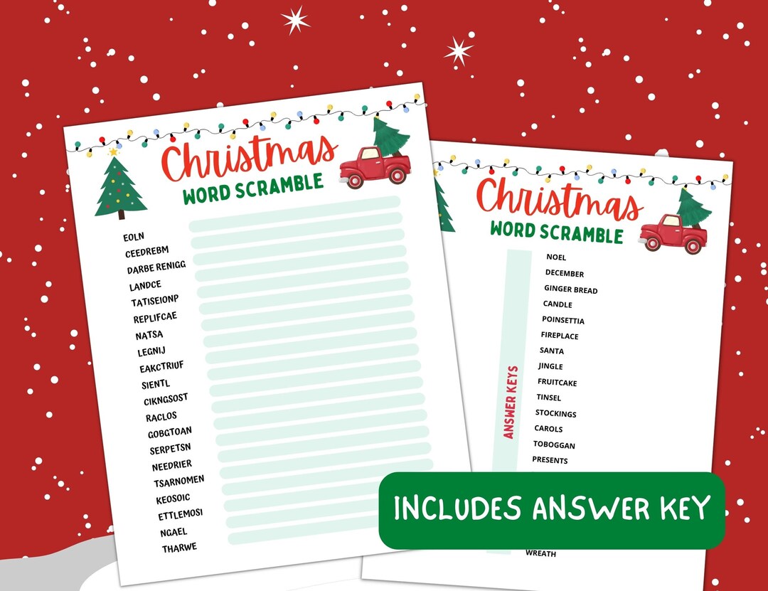 Christmas Word Scramble Game Printable Christmas Party Game for Kids ...