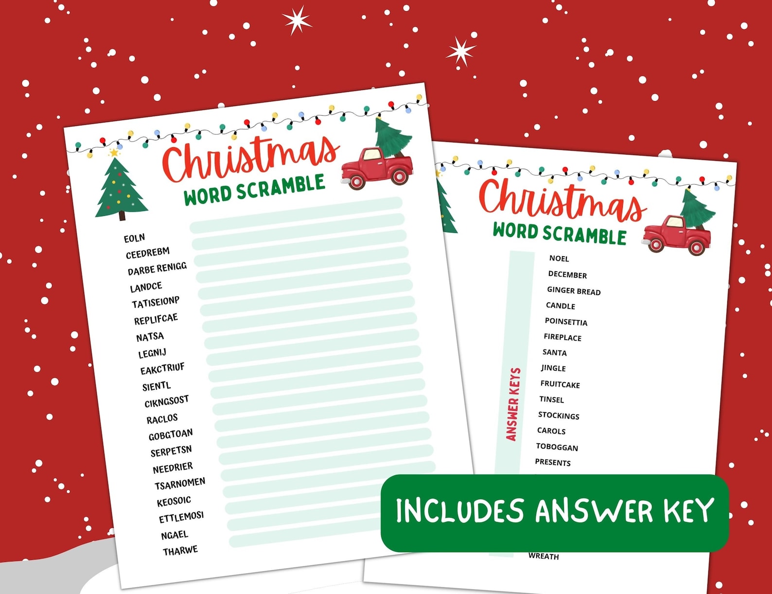 Christmas Word Scramble Game Printable Christmas Party Game for Kids ...
