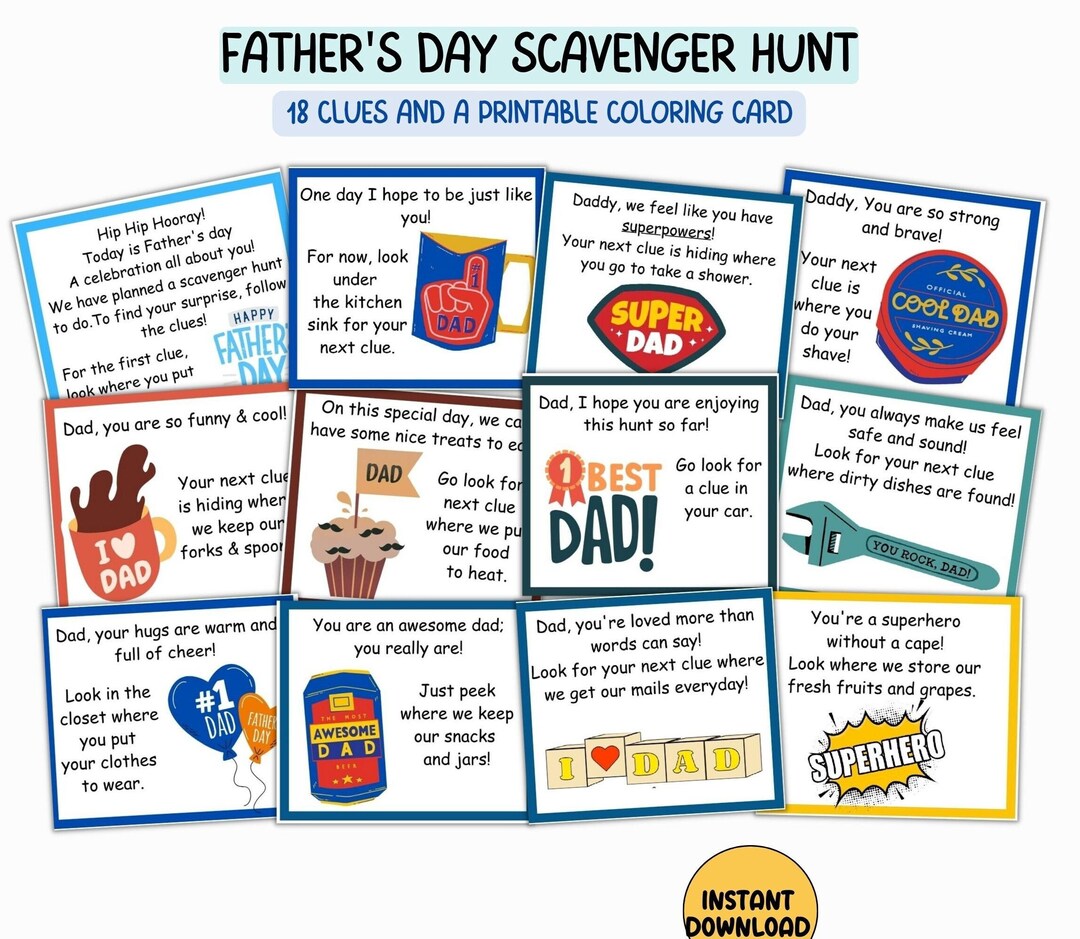 Fathers Day Scavenger Hunt Printable Gift Treasure Hunt for - Etsy