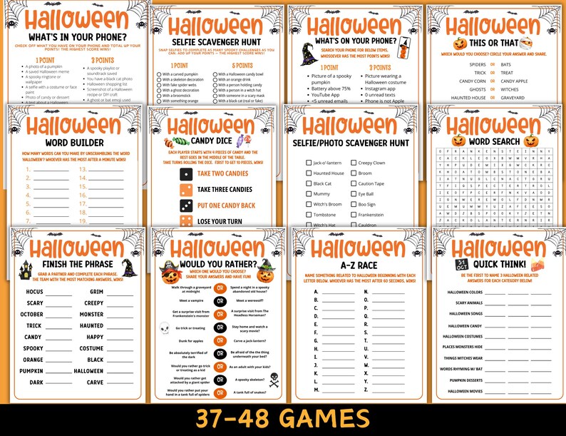 Halloween Game Bundle, Halloween Party Games for Kids Family Halloween ...