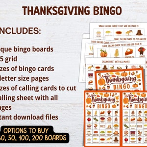 20 Thanksgiving Bingo Cards, Thanksgiving Games, Family Thanksgiving ...