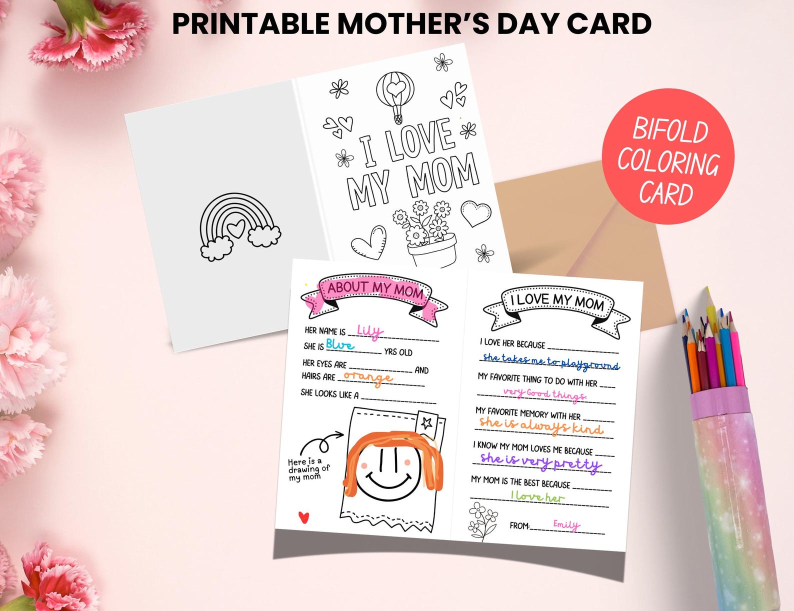 Printable Happy Mothers Day Coloring Card From Kids, All About My Mom ...
