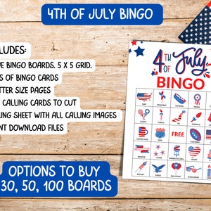 4th of July Bingo, 30 Fourth of July Bingo Cards Printable ...