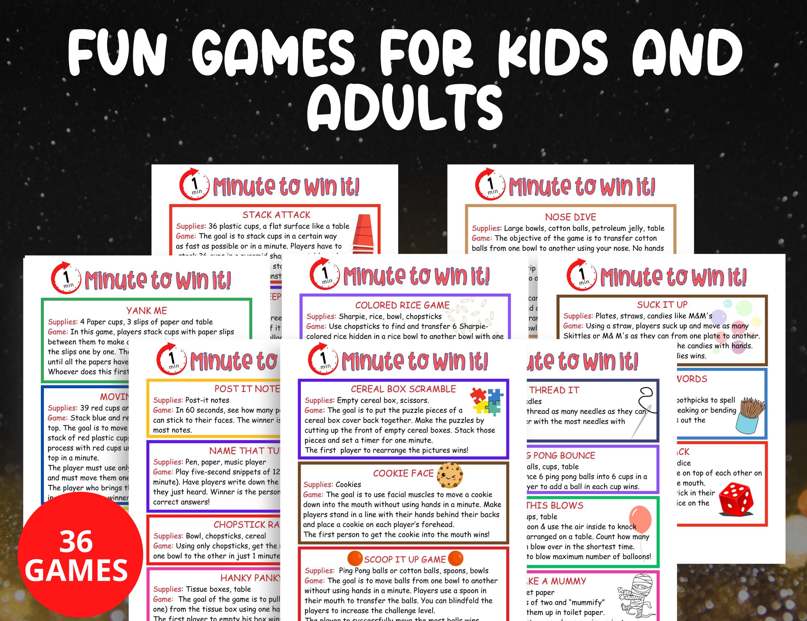 Minute to Win It Games, Fun One Minute to Win Party Games for Kids ...