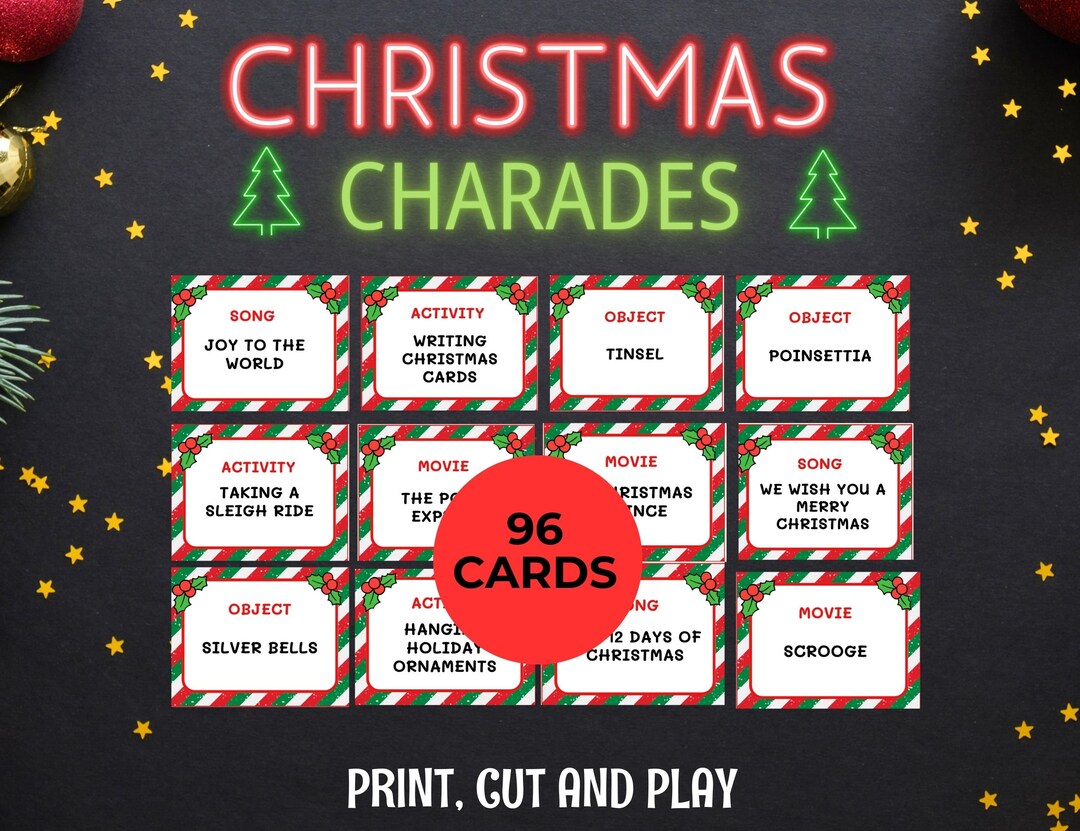 Christmas Charades Printable Christmas Games Family Christmas Party ...