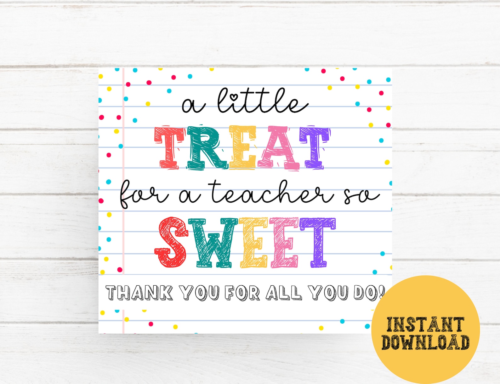 Teacher Sweet Treat Tag, Teacher Appreciation Tag, Teacher Thank You ...
