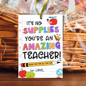 Teacher Appreciation Tags Bundle, Thank You Teacher Tags, Printable ...
