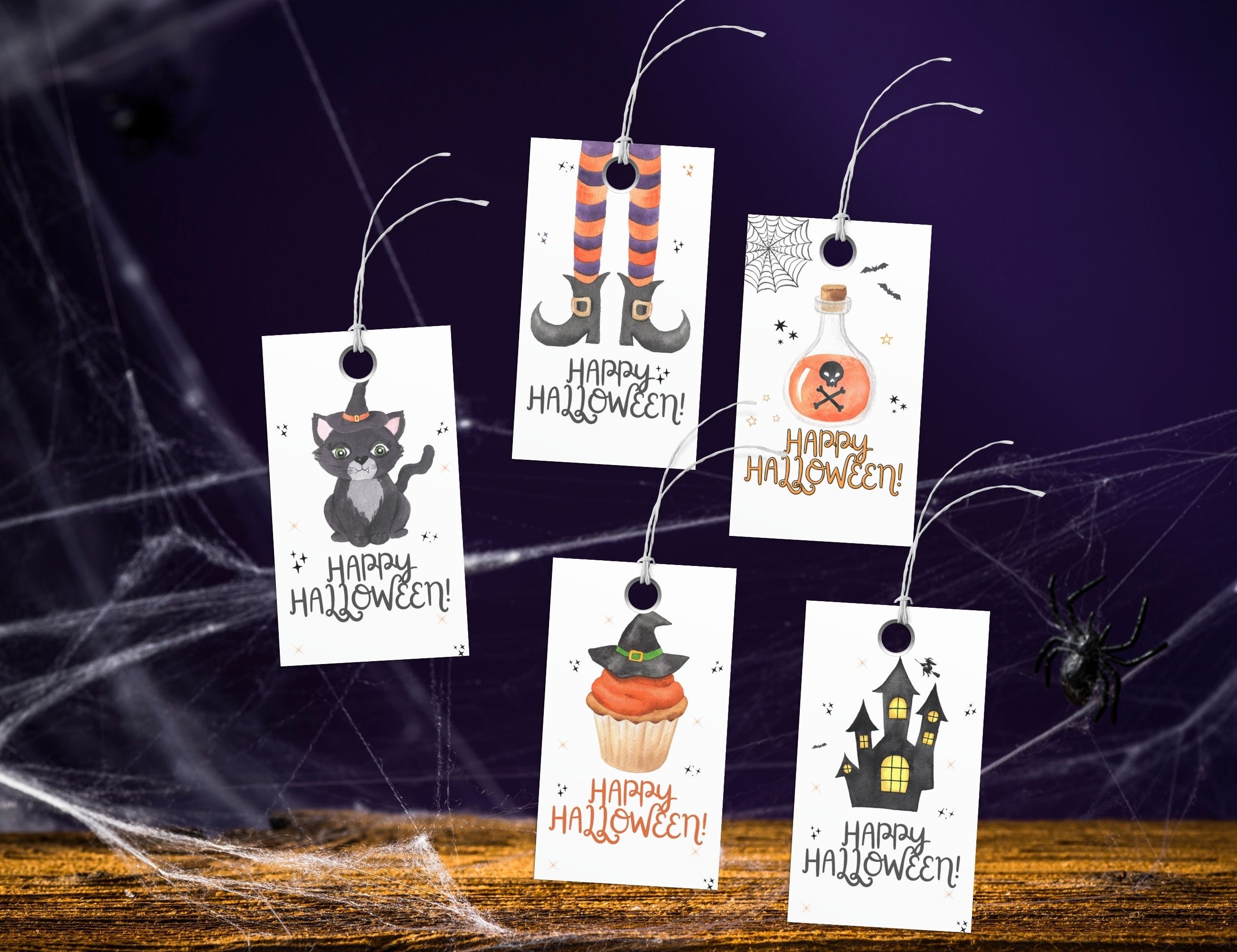 Happy Halloween Gift Tags Bundle, Printable Halloween Tags, Halloween ...