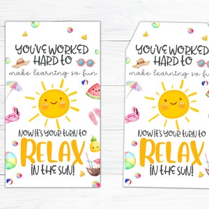 End of Year Teacher Gift Tag, Summer Teacher Gift Tag, Teacher Beach ...