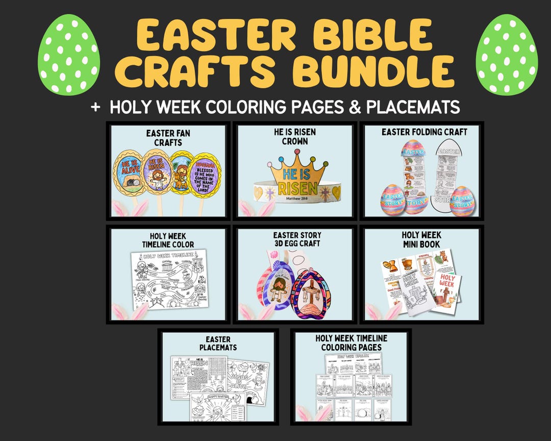 Easter Bible Crafts Bundle for Kids, Holy Week Timeline Activities ...
