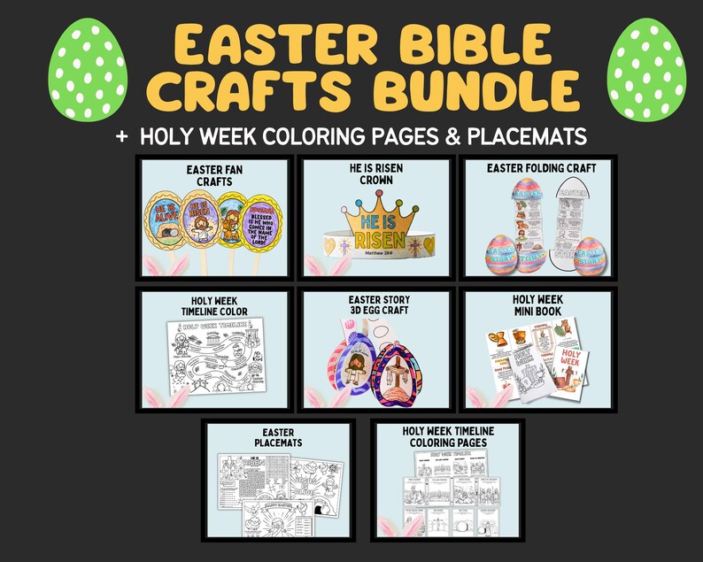 Easter Bible Crafts Bundle for Kids, Holy Week Timeline Activities ...