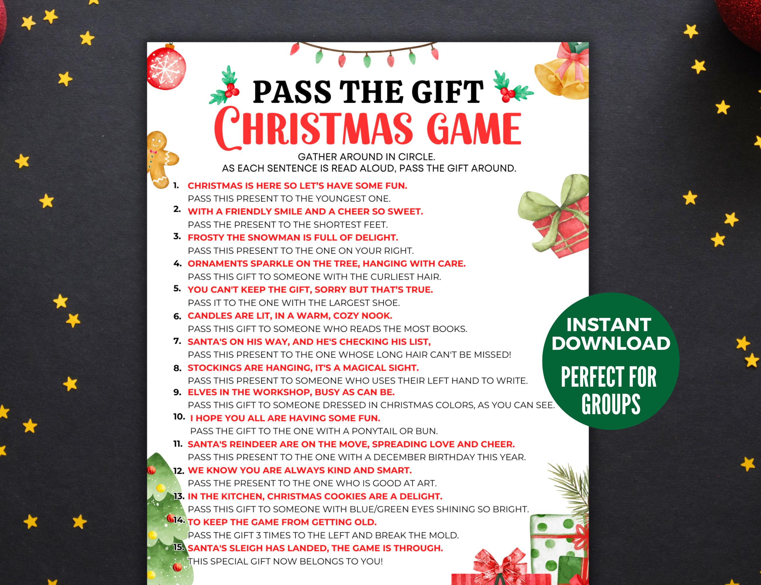 Christmas Pass the Gift Game, Pass the Prize Rhyme, Fun Christmas Games ...