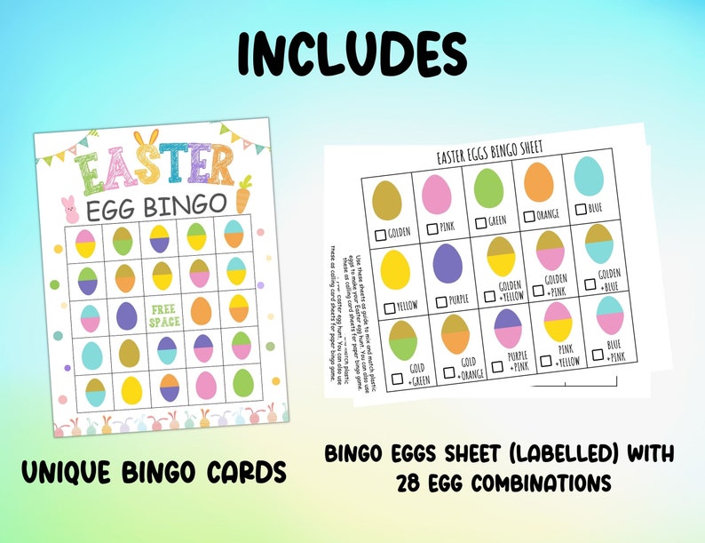 Easter Egg Bingo 60 Easter Bingo Cards Easter Party Games - Etsy