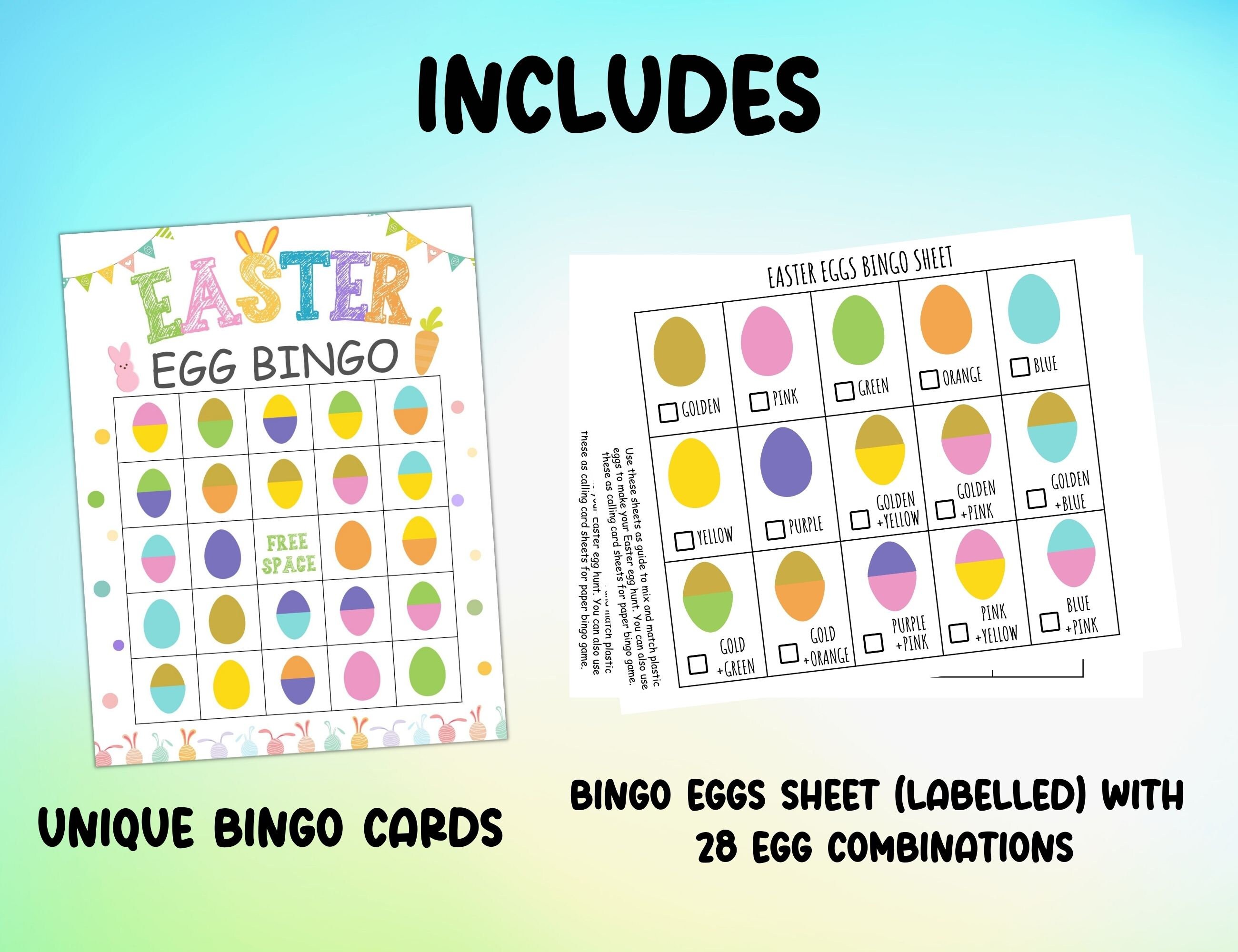 Easter Egg Bingo, 60 Easter Bingo Cards, Easter Party Games, Egg Hunt ...