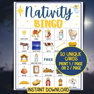 Nativity Bingo, Christmas Nativity Bingo, Printable Nativity Game ...