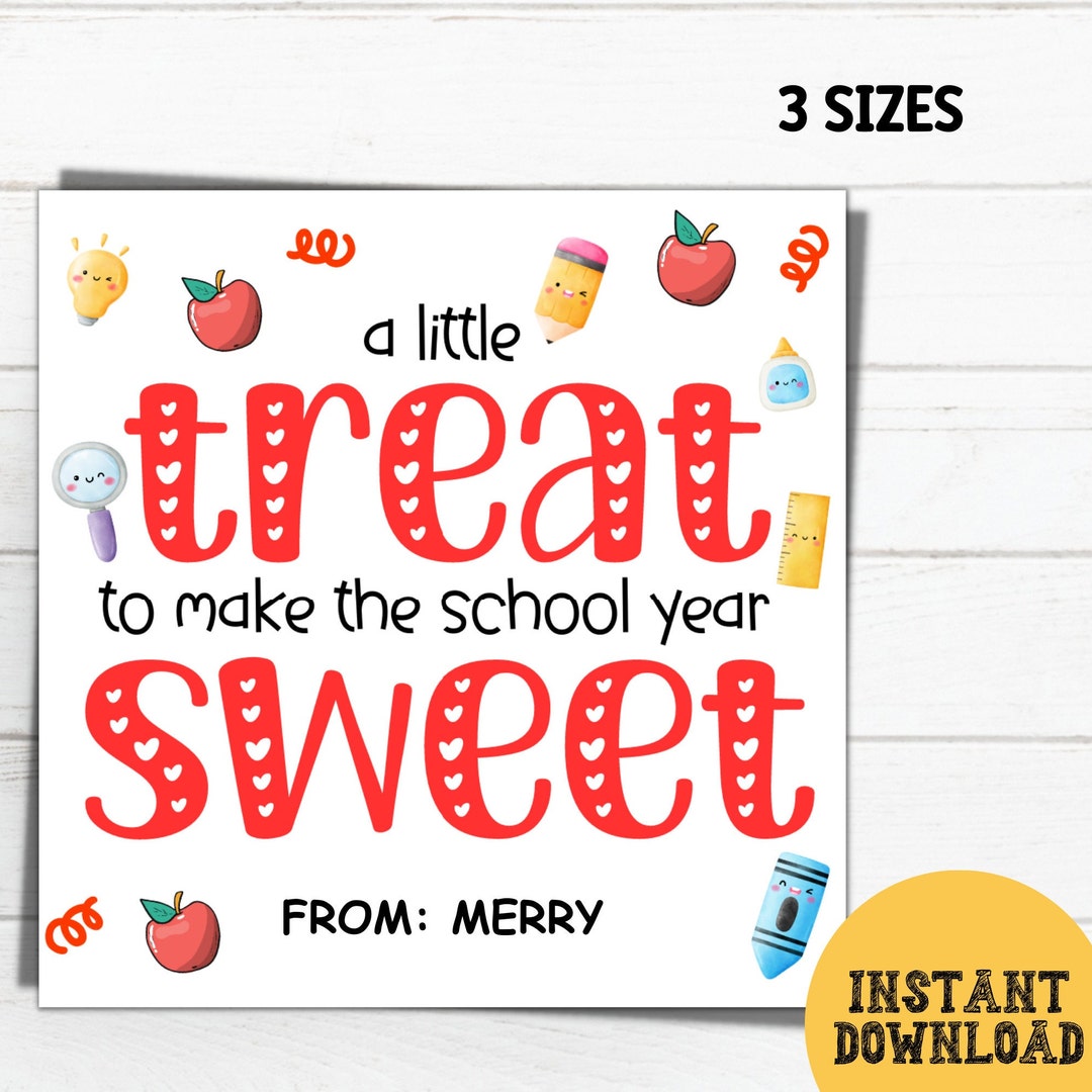 Back to School Treat Tag, Cookies Tags, Sweet School Year Gift Tag ...