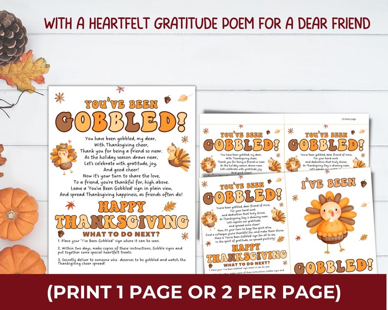 Printable Thanksgiving You've Been Gobbled, I've Been Gobbled Game for ...