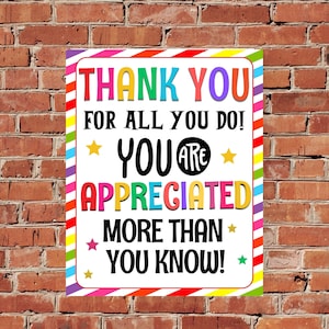 Appreciation Sign Printable, Teacher Appreciation Sign, Employee Staff ...