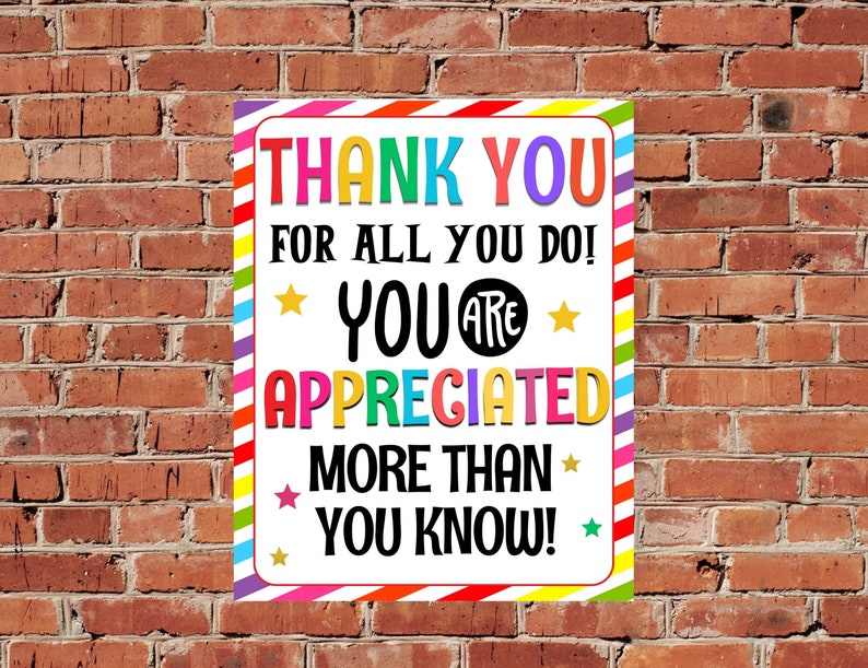 Appreciation Sign Printable, Teacher Appreciation Sign, Employee Staff ...