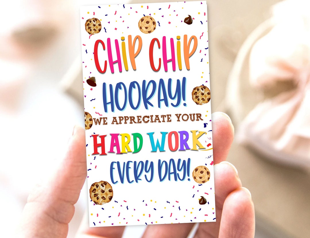 Chip Chip Hooray Cookie Tag Printable, Cookie Thank You Tags, Teacher ...