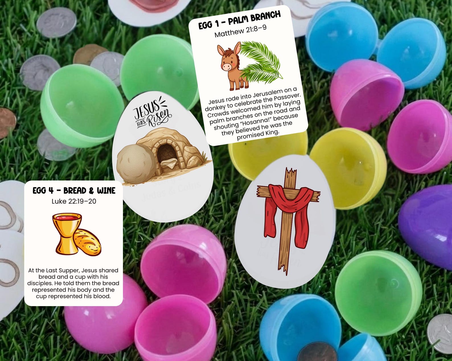 Resurrection Eggs Hunt Printable for Kids, Easter Story Eggs & Cards ...
