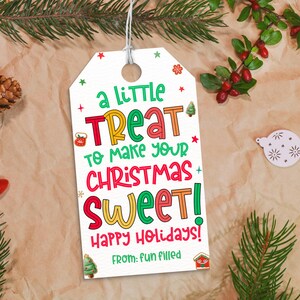 Christmas Treat Tags, Sweet Treat Christmas Favors Tags, Treat Bag Tags ...