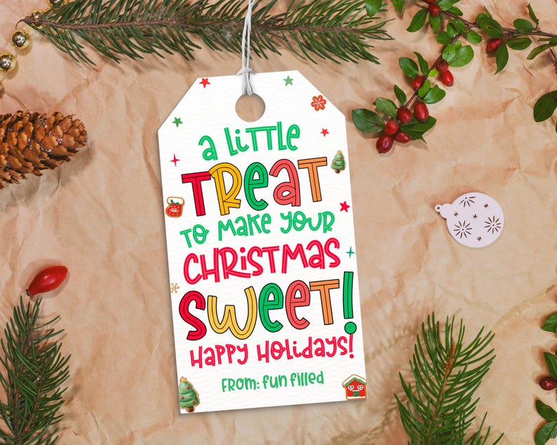 Christmas Treat Tags, Sweet Treat Christmas Favors Tags, Treat Bag Tags ...