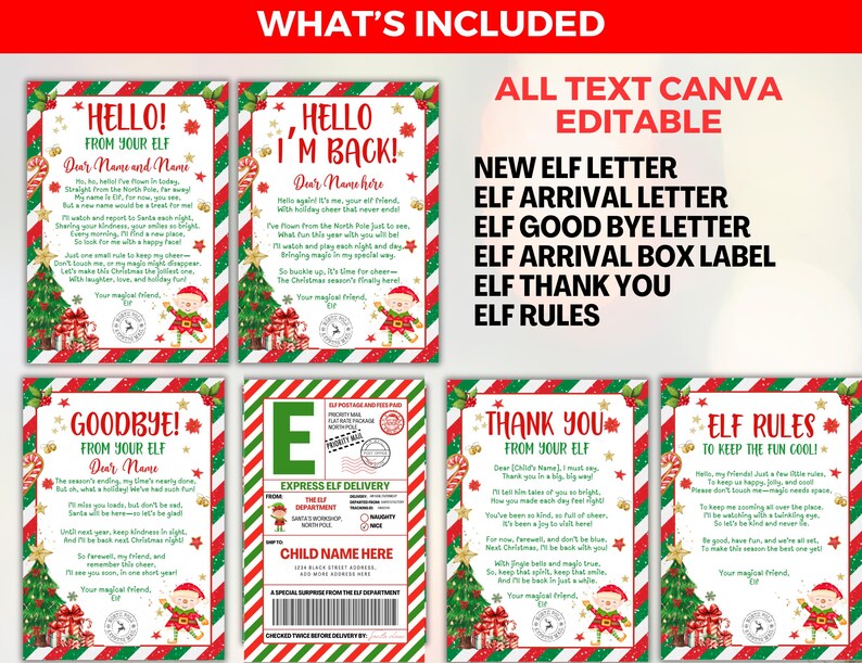 Elf Arrival Letter Editable Elf Letter Bundle, Printable Elf Letter Set ...