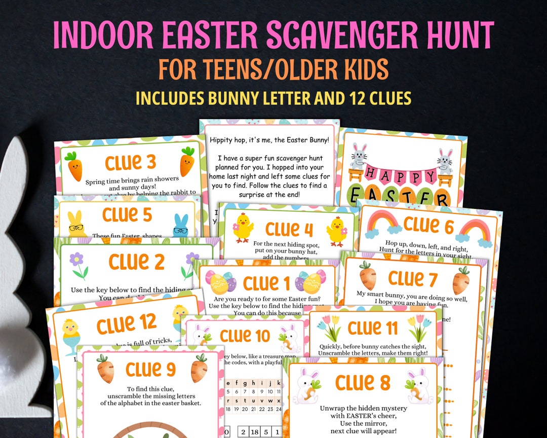 Indoor Easter Scavenger Hunt for Teens, Easter Treasure Hunt for Kids ...