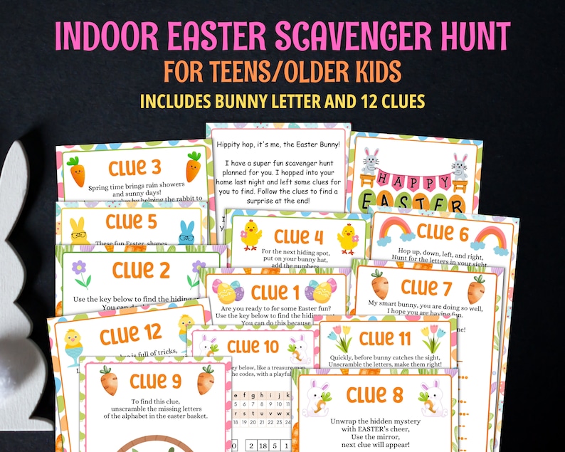 Indoor Easter Scavenger Hunt for Older Kids Teens Tweens, Easter Egg ...