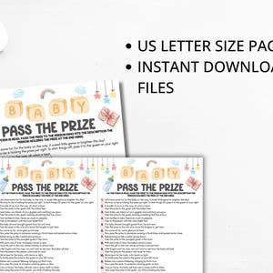 Pass the Prize Baby Shower Game, Pass the Gift Game, Printable Baby ...