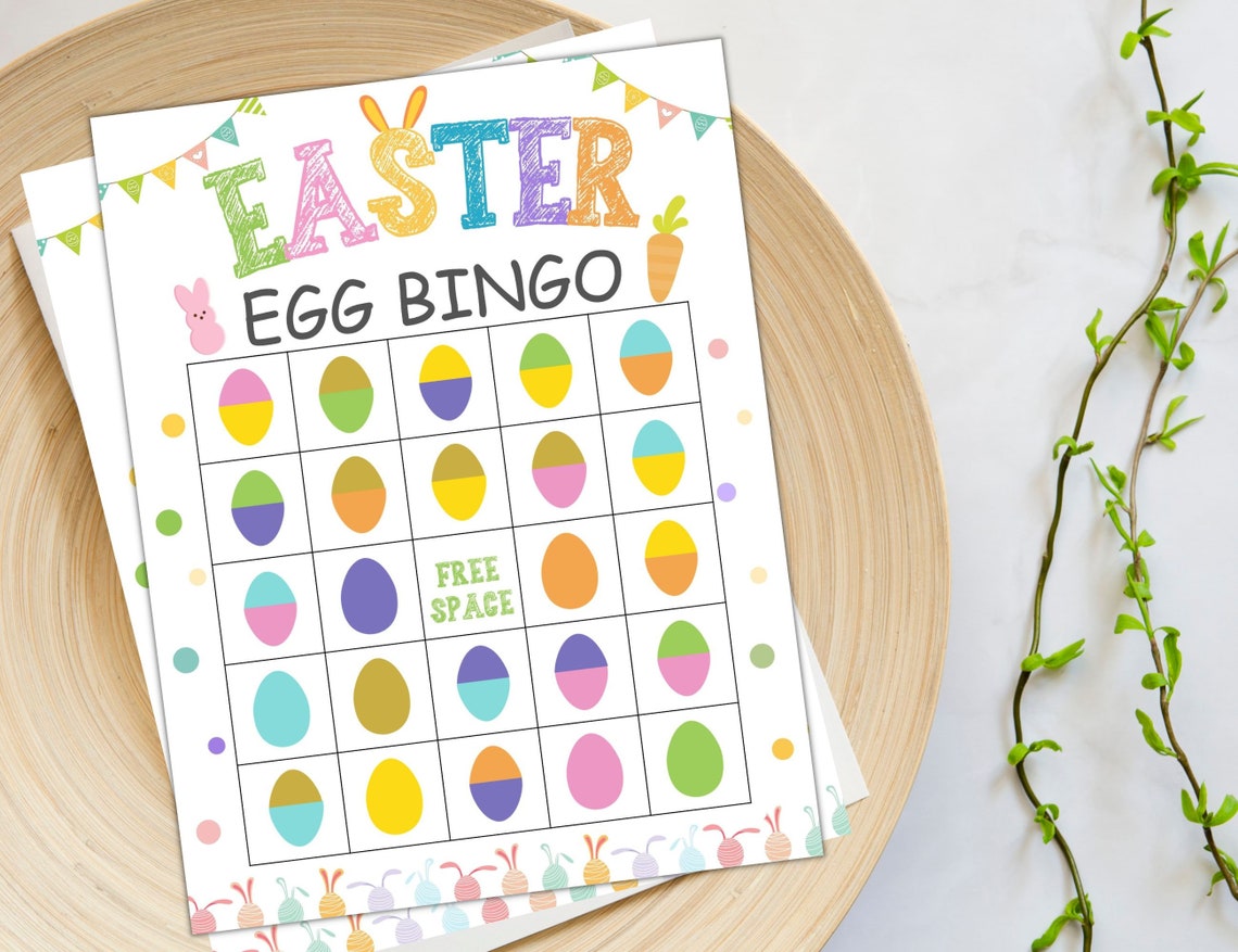 Easter Egg Bingo, 60 Easter Bingo Cards, Easter Party Games, Egg Hunt ...