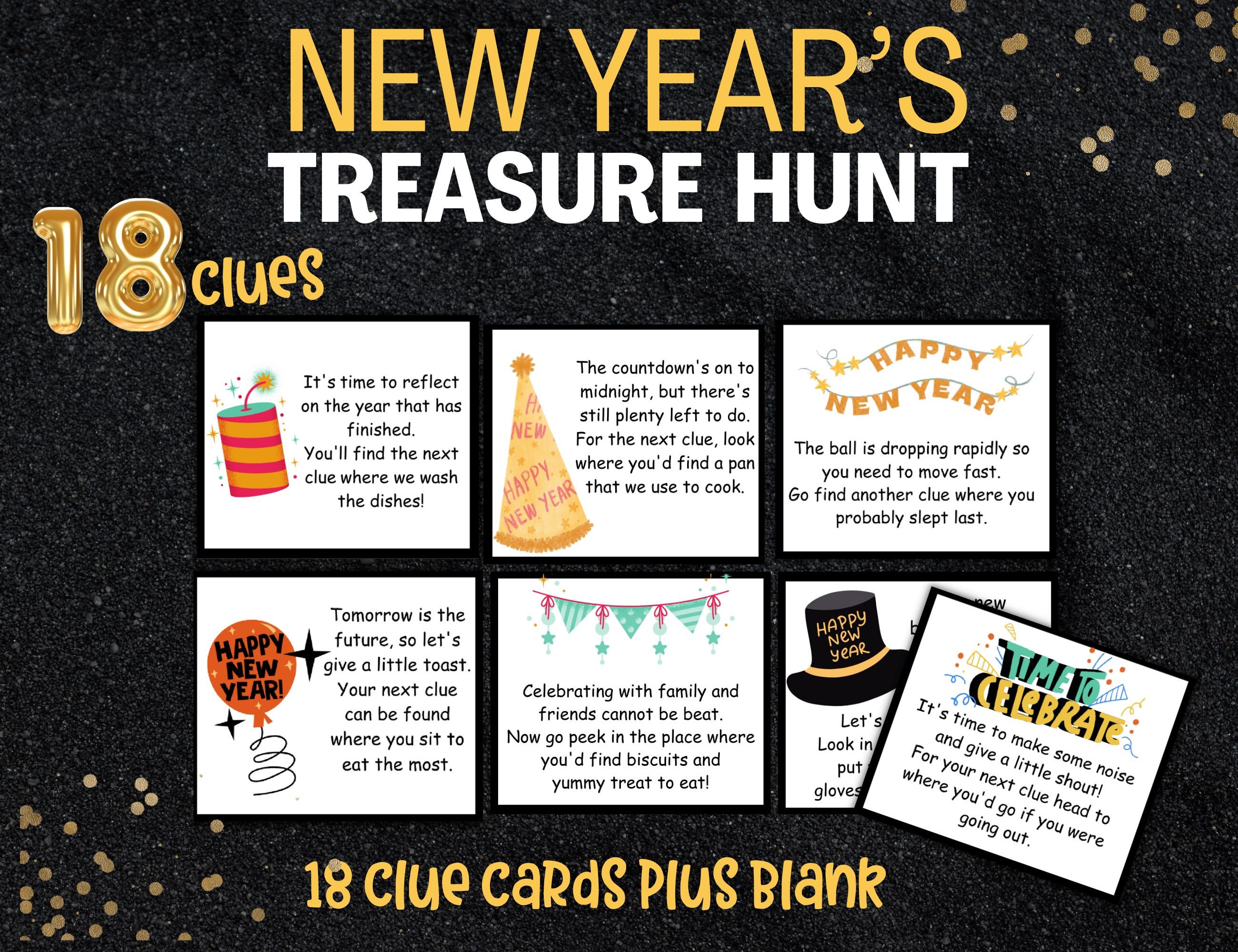 New Years Eve Scavenger Hunt for Kids, New Years Indoor Treasure Hunt ...