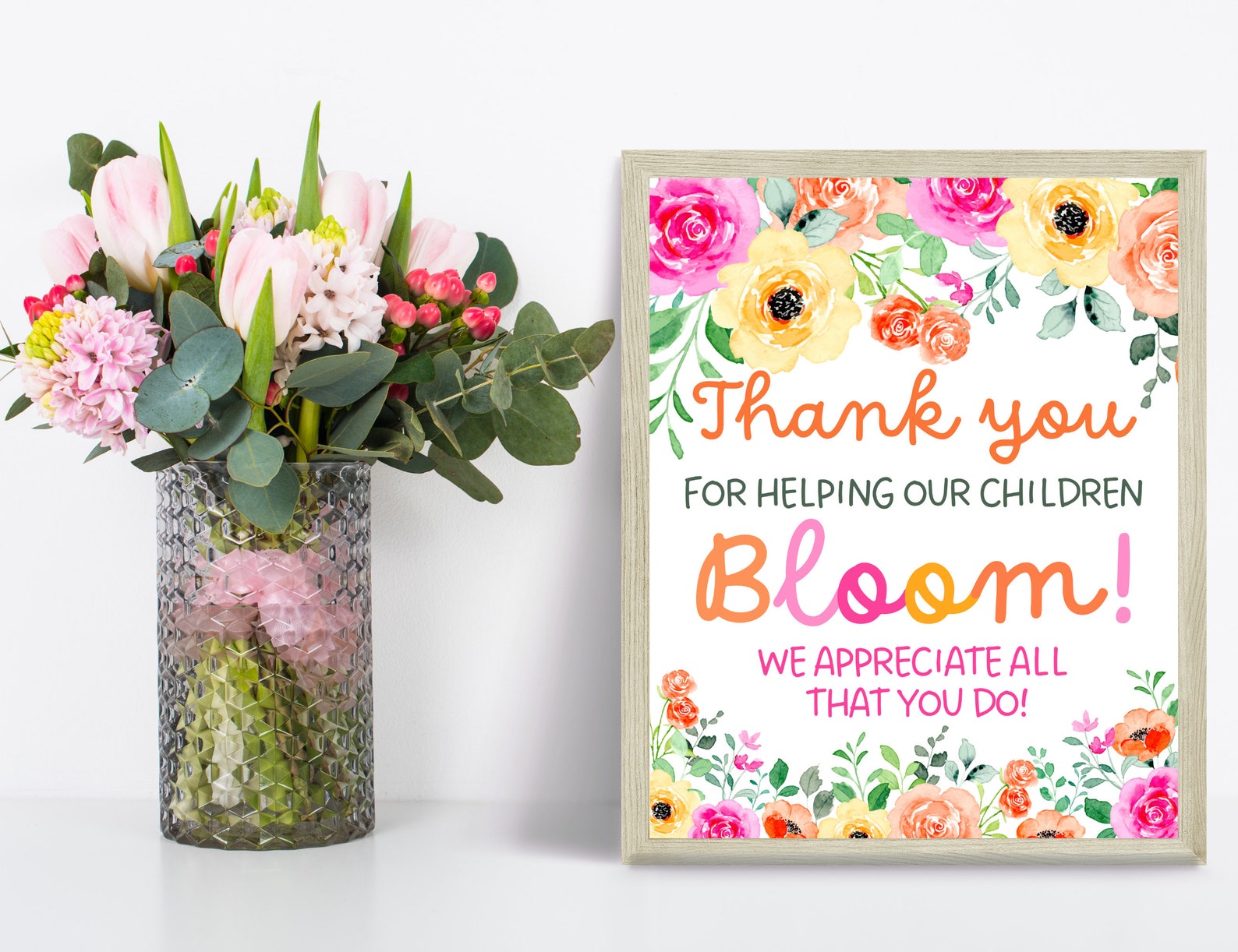 Thank You for Helping Us Bloom Teacher Appreciation Sign, Teacher ...